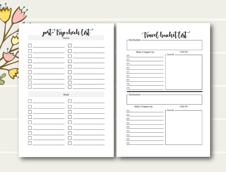 Travel Planner Printable Vacation Planner Insert Travel | Etsy
