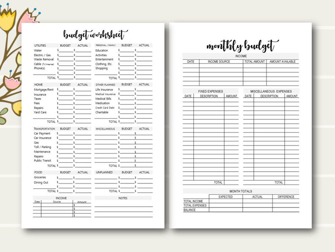 FINANCE Planner Printable Budget Planner Inserts Income & | Etsy