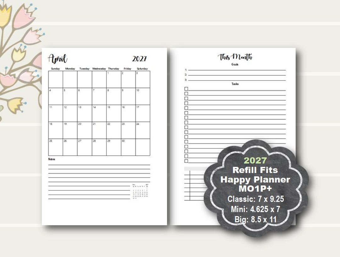 2027 Happy Planner Monthly Planner Printable, 2027 Happy Planner ...