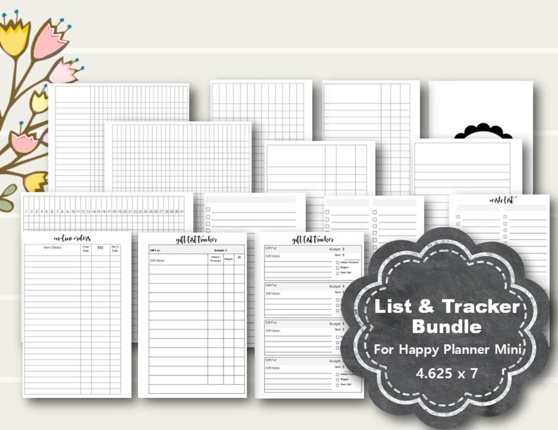 Happy Planner Mini Inserts Checklist Inserts Tracker | Etsy