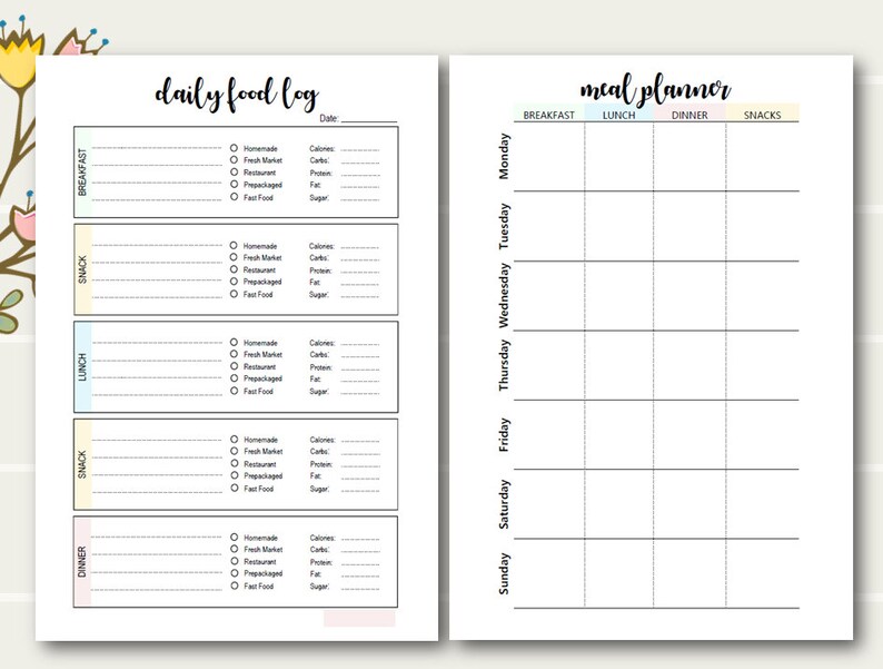 MEAL PLANNER Printable Menu Planner Inserts A5 Planner | Etsy