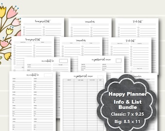 Editable BIG Happy Planner Vertical Inserts Printable Weekly - Etsy