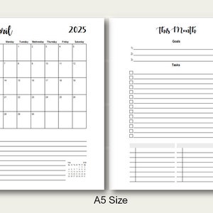 PRINTED 2025 Monthly Planner Insert, Monthly Planner Inserts Printed ...