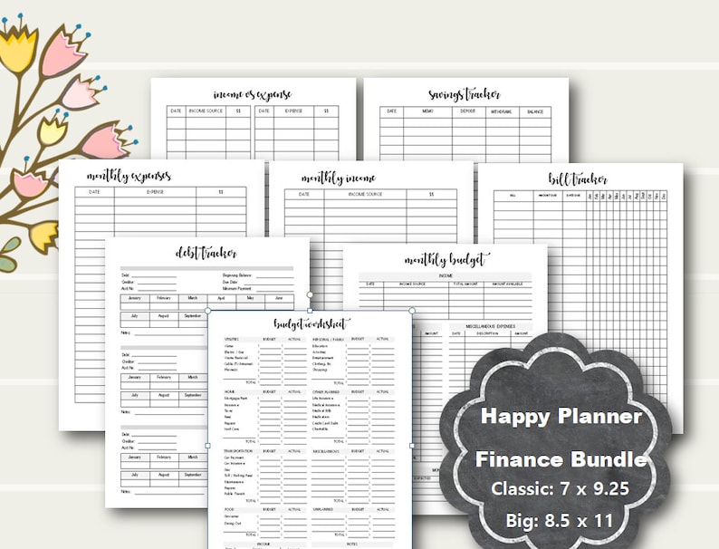 Happy Planner Finance Printable, Income & Expense Planner Insert ...