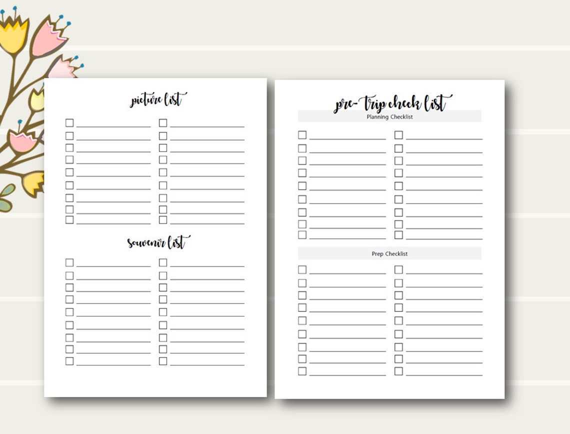 Travel Planner Printable Vacation Planner Insert Travel - Etsy