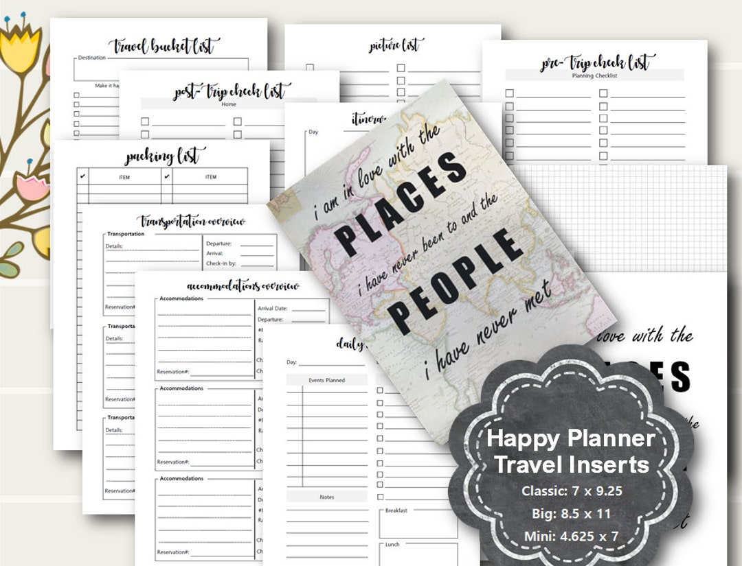 Travel Planner Printable, Vacation Planner Insert, Travel Planner ...