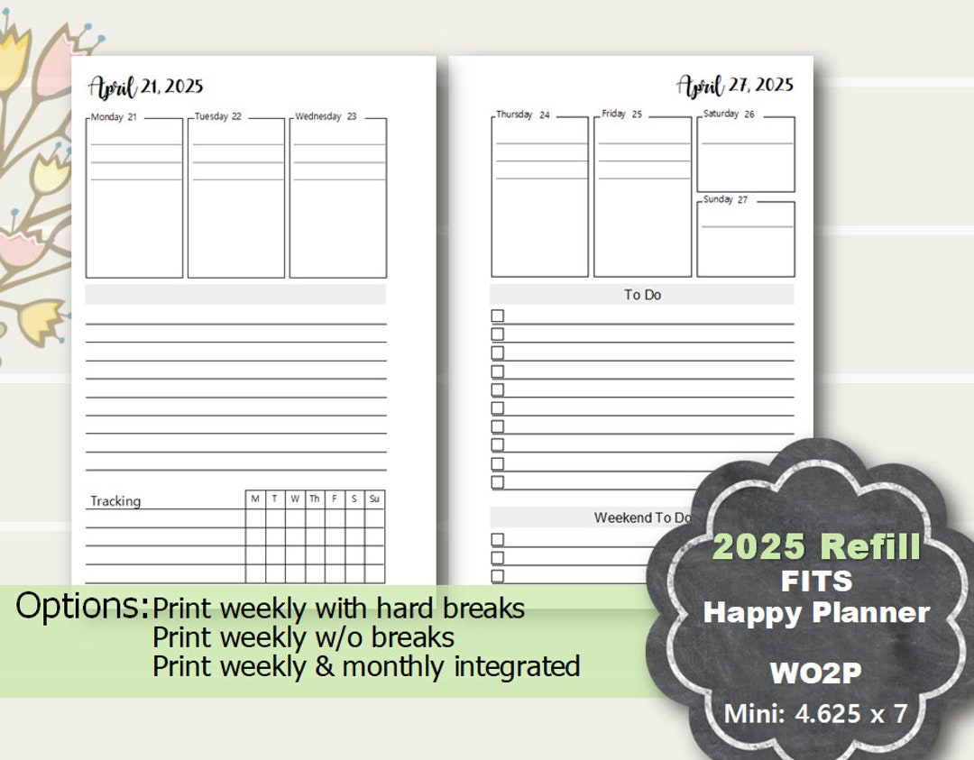 2025 Happy Planner Mini Weekly Printable, Weekly Planner Insert, Happy ...