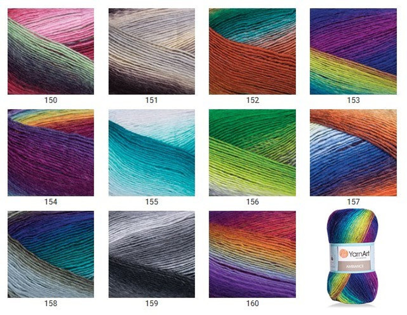 Rainbow Wool Gradient Yarn 100 g 250 meters YarnArt AMBIANCE | Etsy