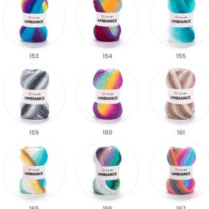 AMBIANCE Yarnart Rainbow Gradient Wool Yarn 100 G 250 Meters Multicolor ...