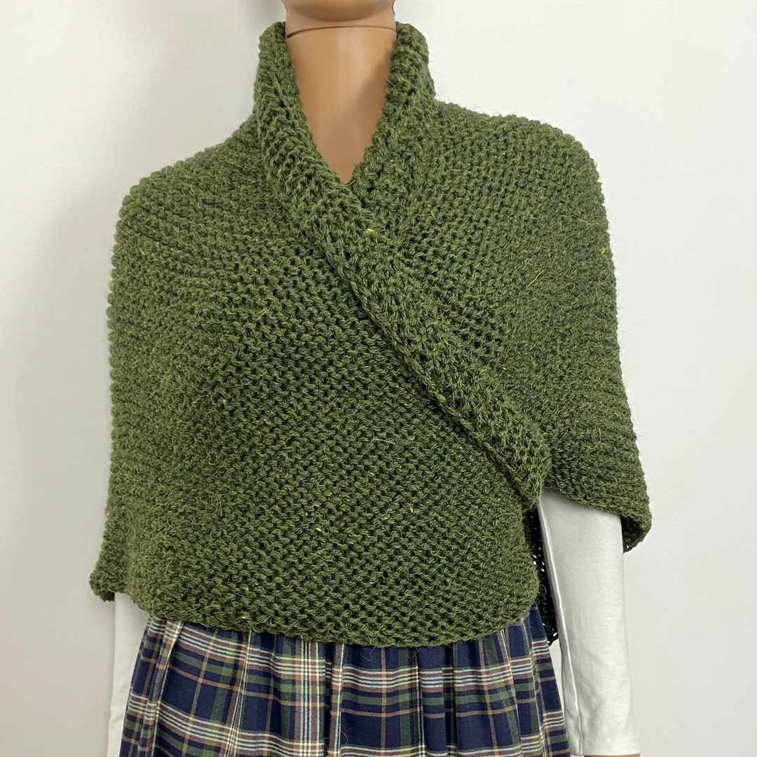Alpaca Outlander Claire Shawl Green Wool Knit Shoulders Wrap, Sassenach ...