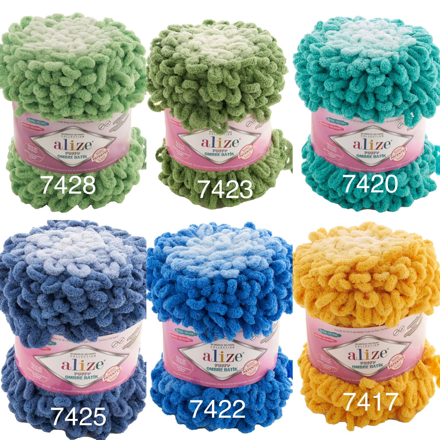 Alize PUFFY OMBRE BATIK Yarn 600gr Gradient Rainbow Yarn | Etsy