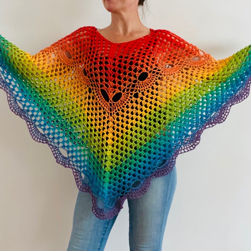 Hand Knit Poncho - Etsy