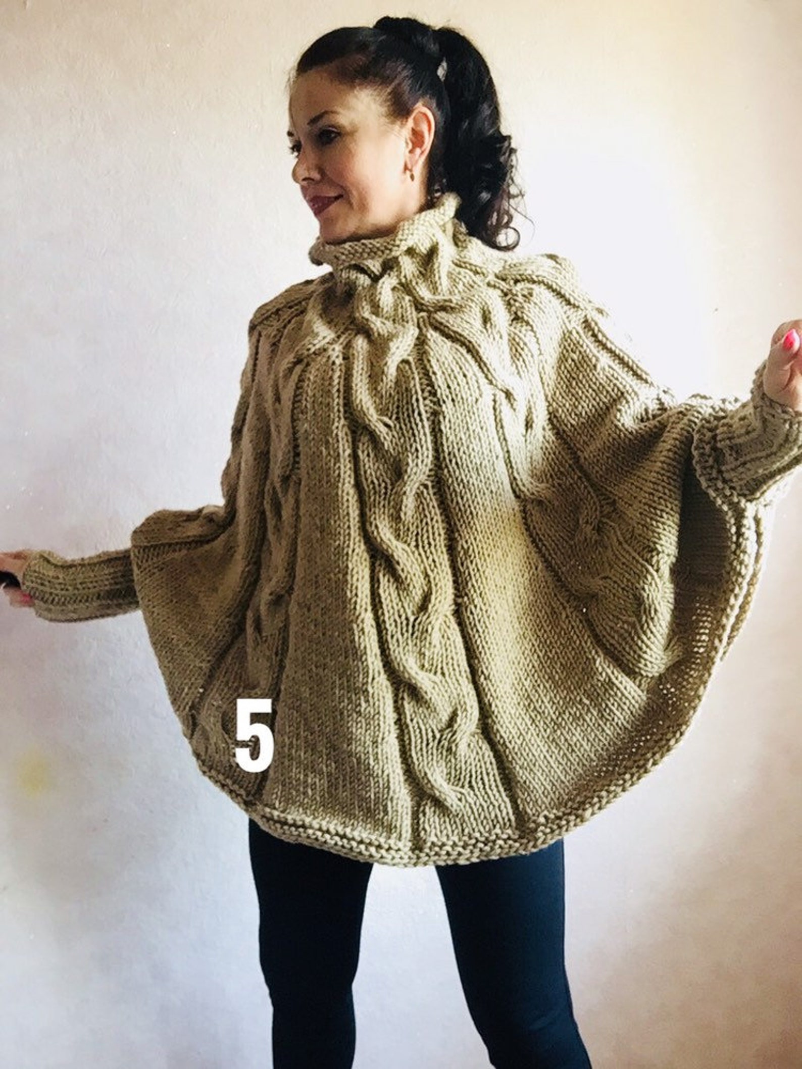 Knit Poncho Sweater Women Plus Size Chunky Wool Winter Cape | Etsy