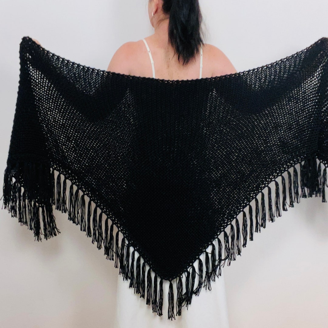 Black Fringe Shawl Bridal Alpaca Evening Fur Wrap Mohair Lace Shawl ...