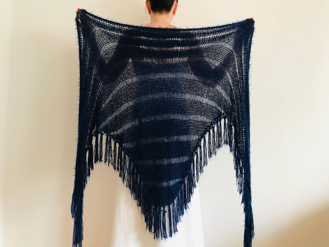 NAVY BLUE SHAWL Bridal Shawl, Wedding Cape, Bridesmaid Shawl, Mohair ...