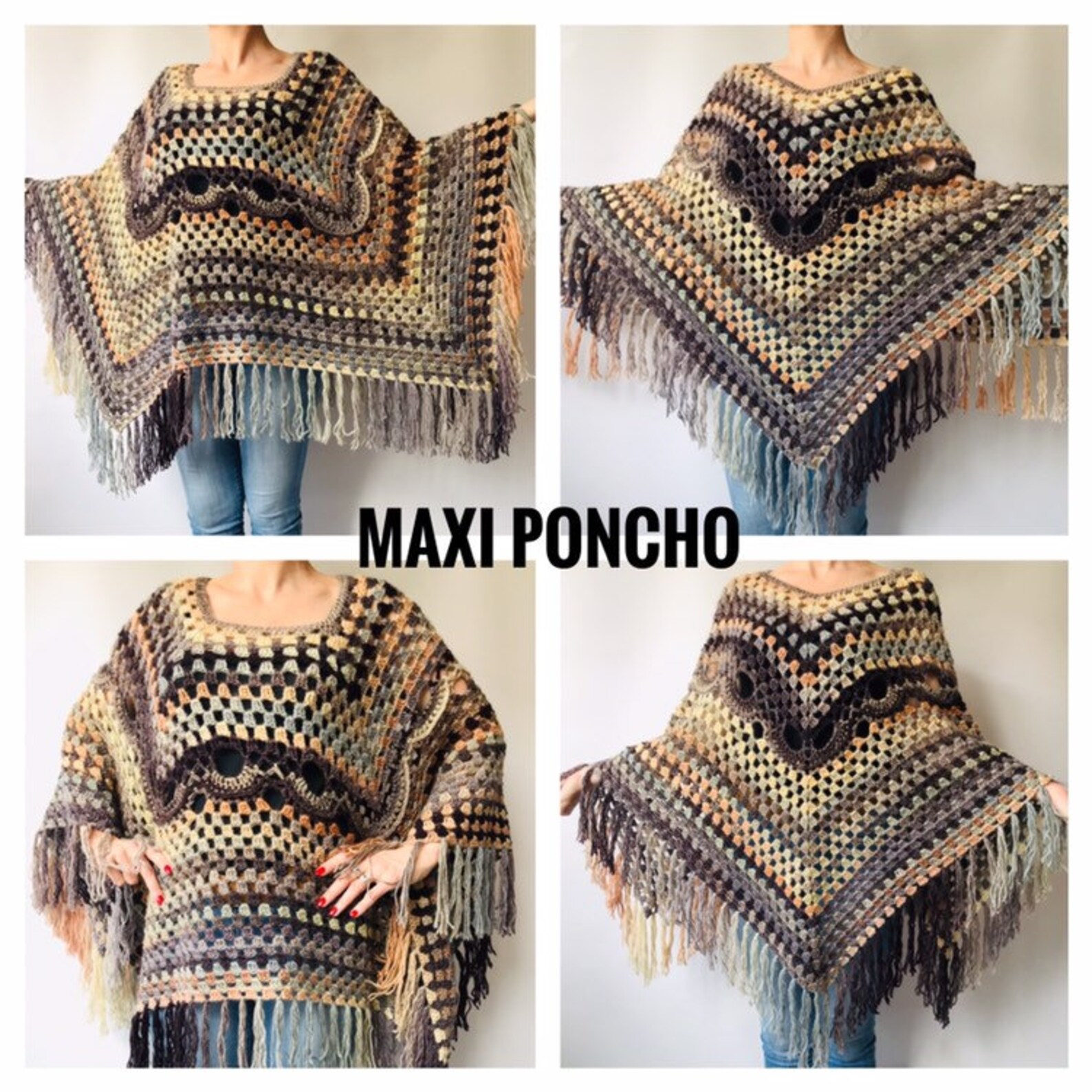 Poncho With Hood Wool Coat Gray Plus Size Poncho Women Man | Etsy