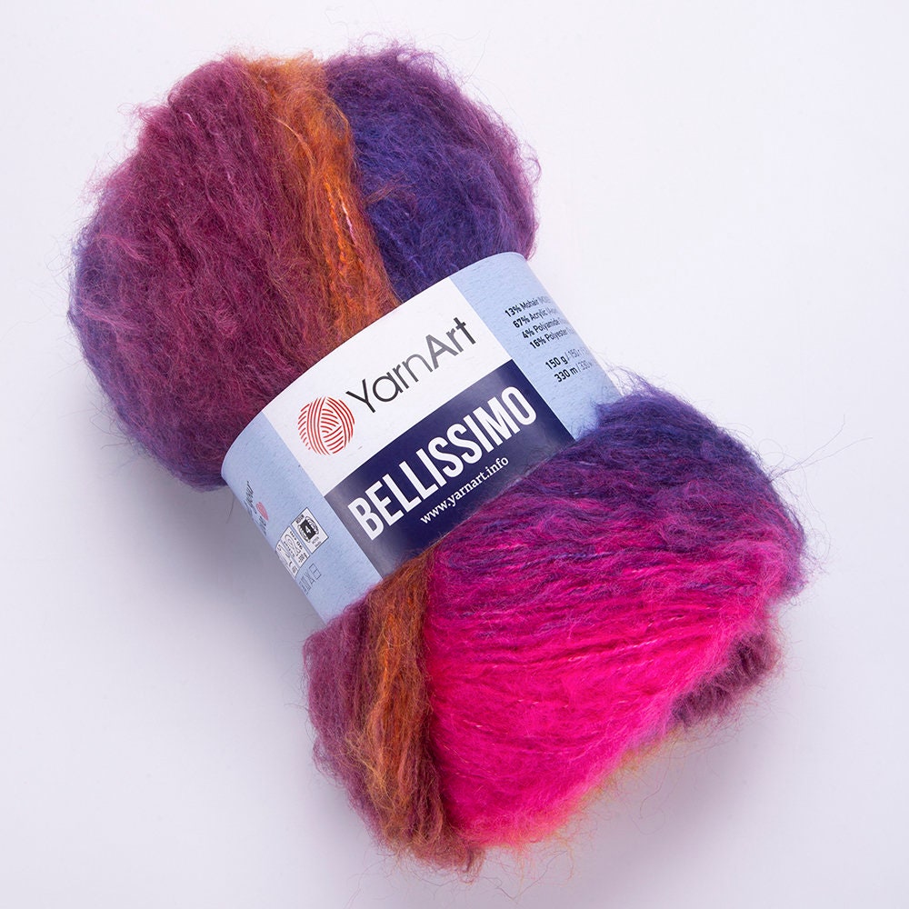 Yarn BELLISSIMO Yarnart Mohair Yarn Ombre Yarn Gradient Shawl Yarn ...