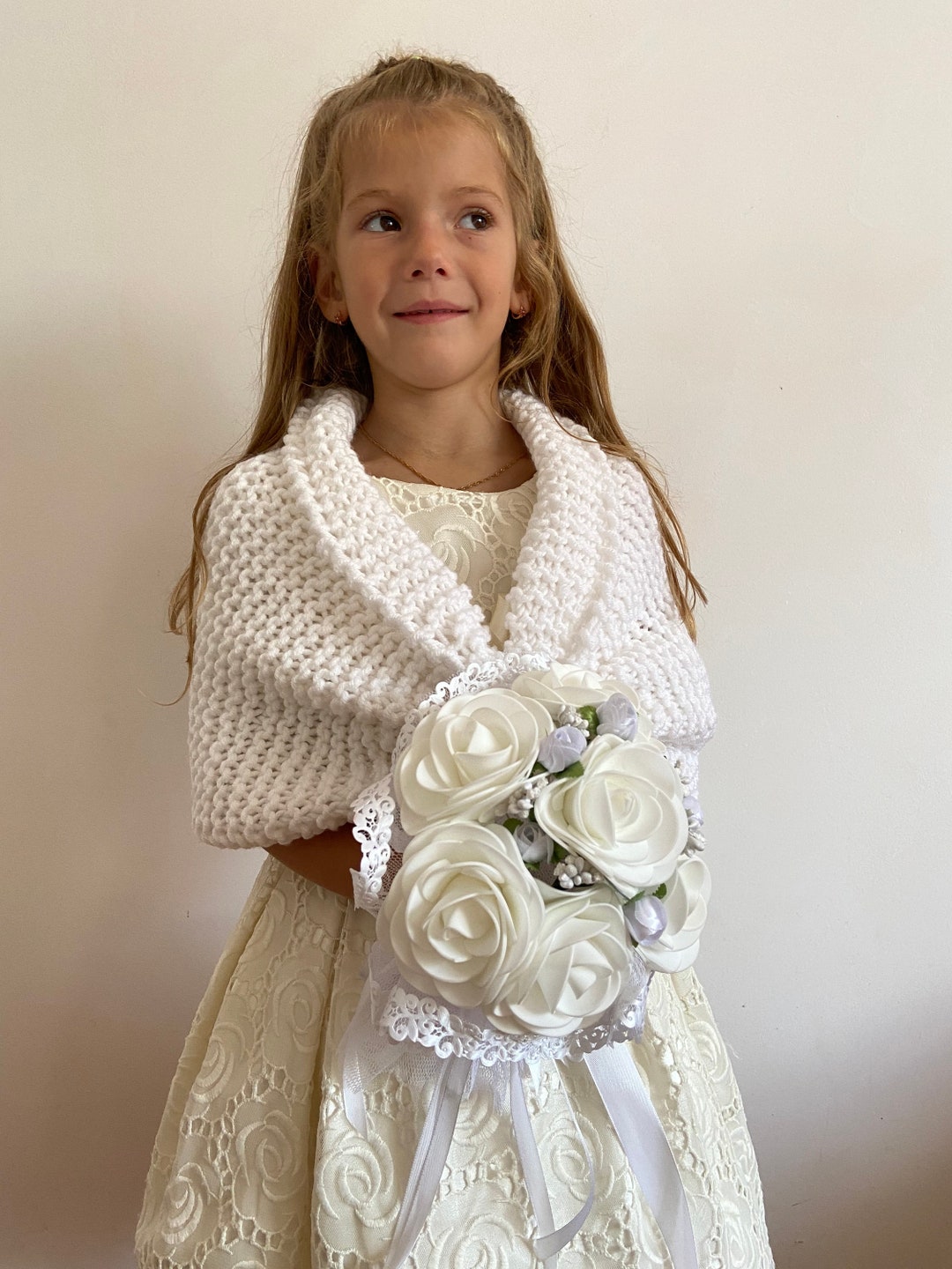 From USA Flower Girl Shawl White Shrug Little Girls Bolero Ivory Kids ...