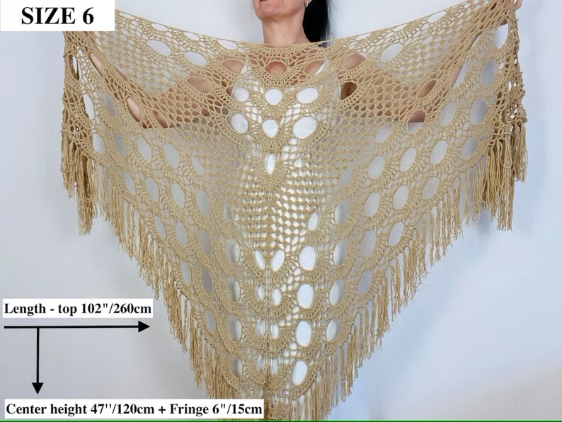White Wedding Shawl Wrap, Cotton Triangle Shawl Fringe, Bridal ...