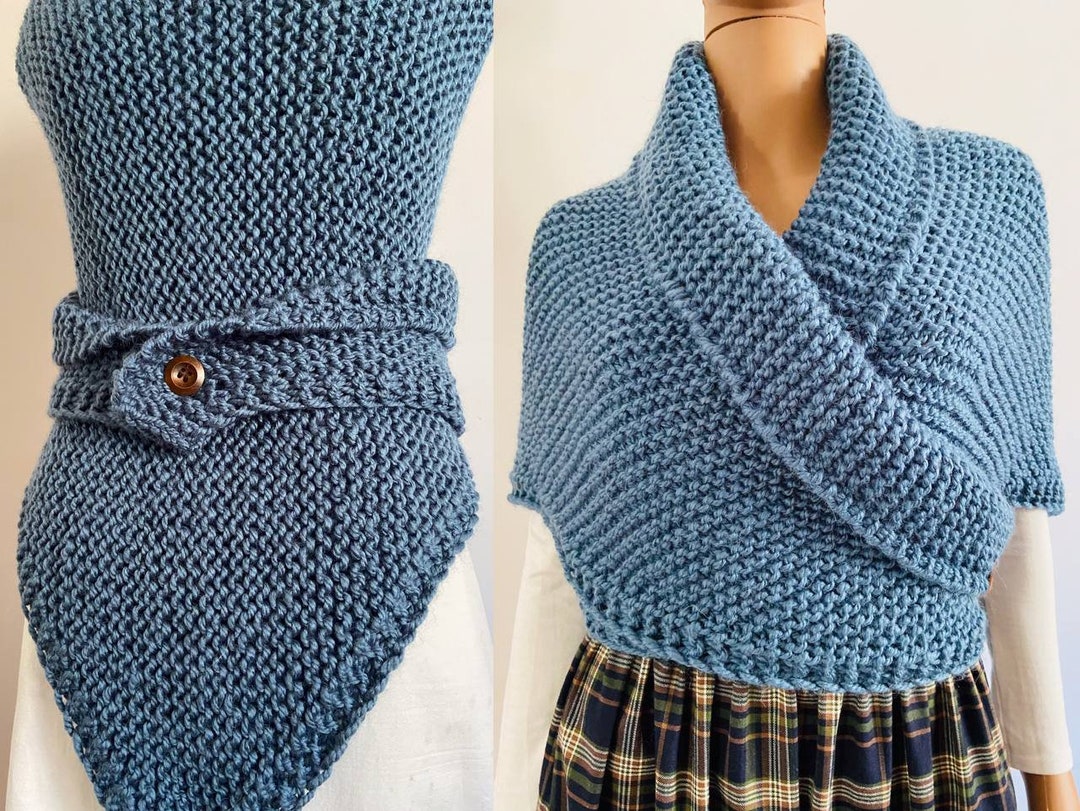 From USA Outlander Claire Shawl Season 6 Blue Wool Triangle Shawl Knit ...