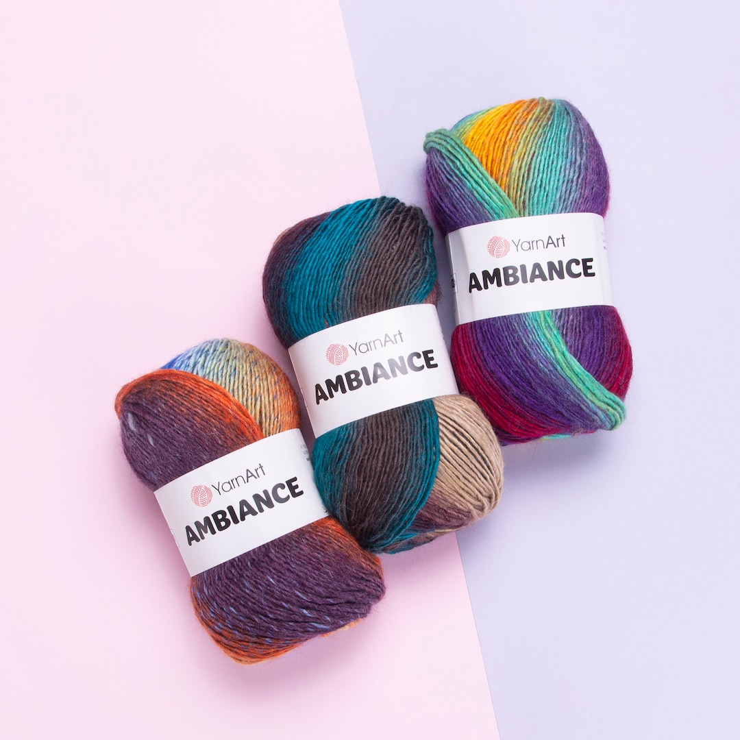 NEW AMBIANCE Yarn Yarnart Rainbow Wool Gradient 100 G 250 Meters Multicolor Wool Yarn Crochet ...