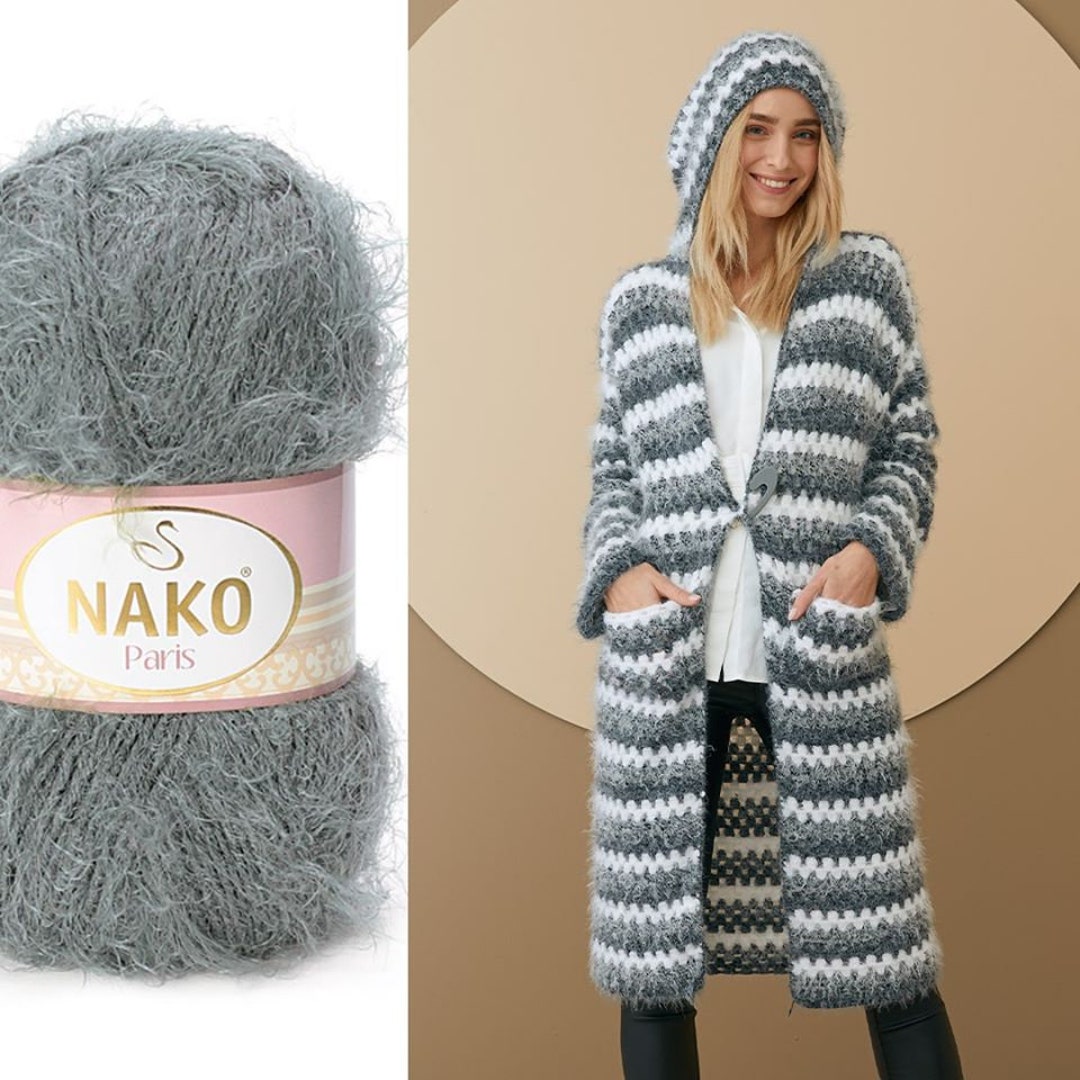 Yarn NAKO Paris, Fluffy Yarn, Faux Fur Yarn Crochet Yarn, Acrylic Yarn ...