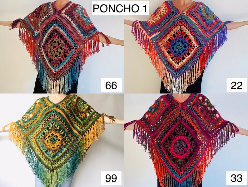 Rainbow Women Poncho Fringe Plus Size Poncho Crochet Vegan Festival ...