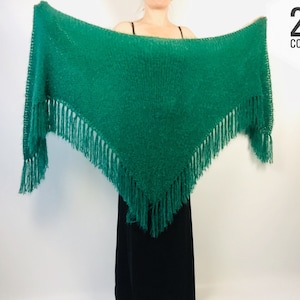 Dark Green Fuzzy Shawl Fur Shawl Wedding Faux Wrap Champagne | Etsy