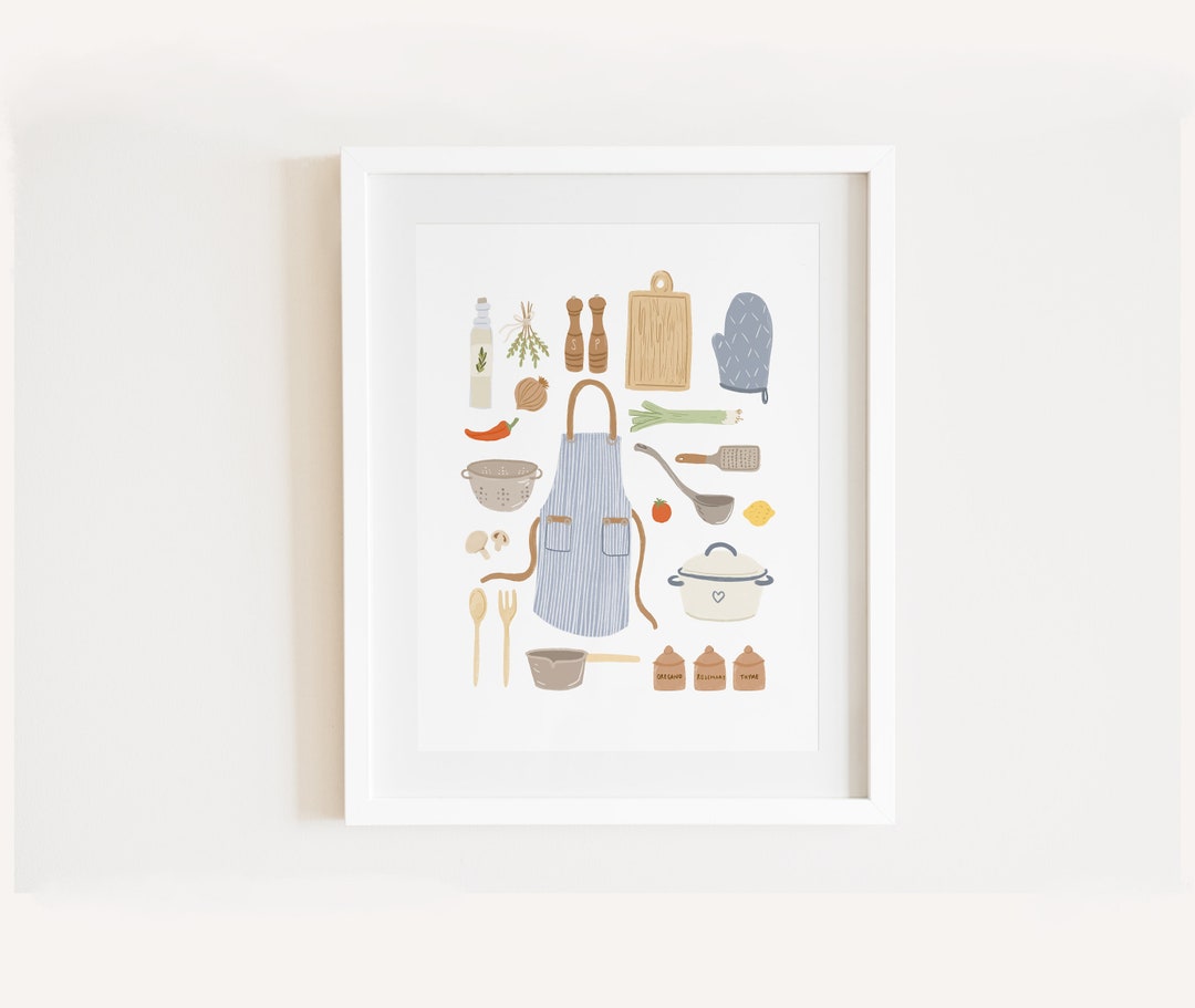 The Chef Print, Kitchen Art Print, Kitchen Illustration, Cooking Art ...