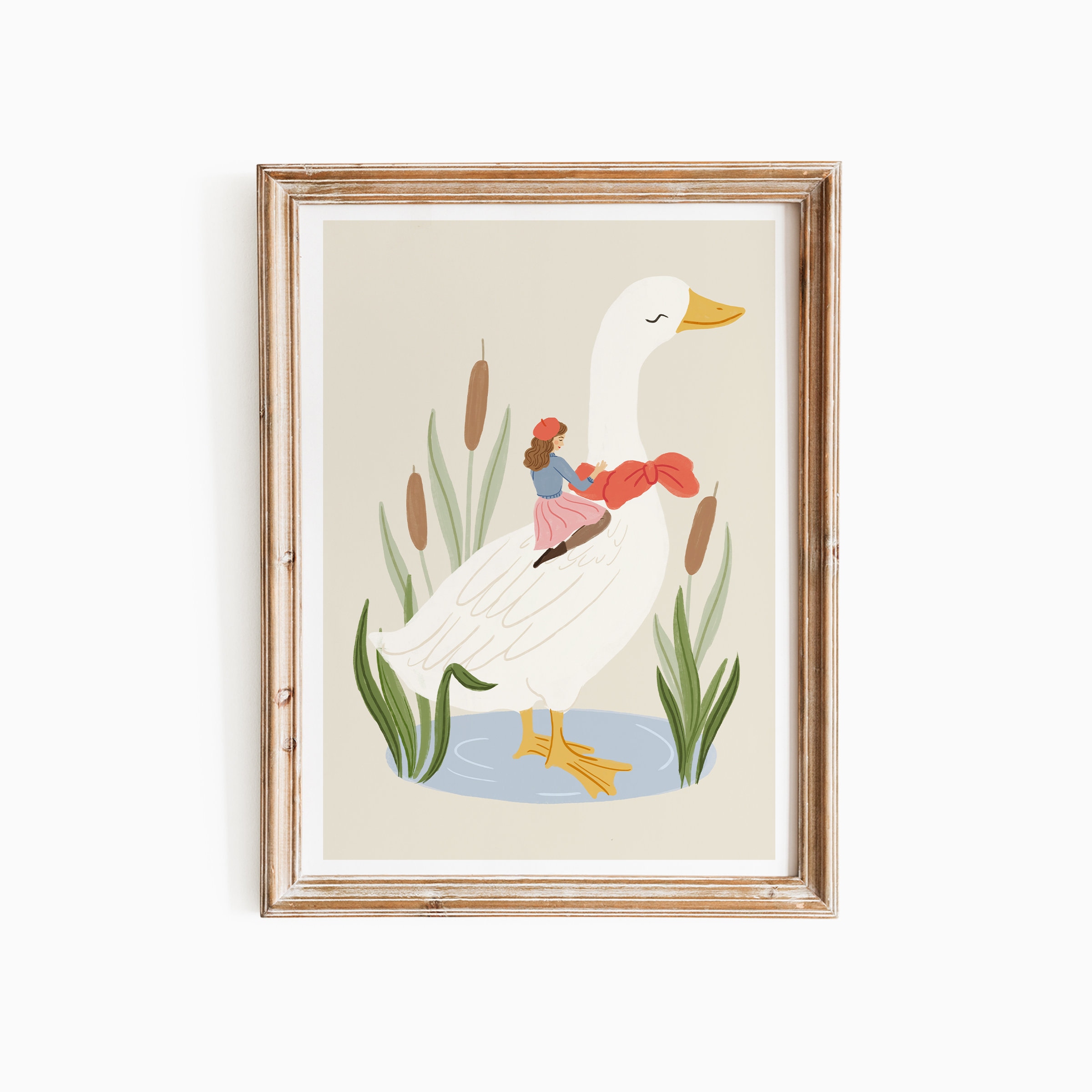 Mother Goose Illustration Whimsical A4 Art Print Goose Wall - Etsy