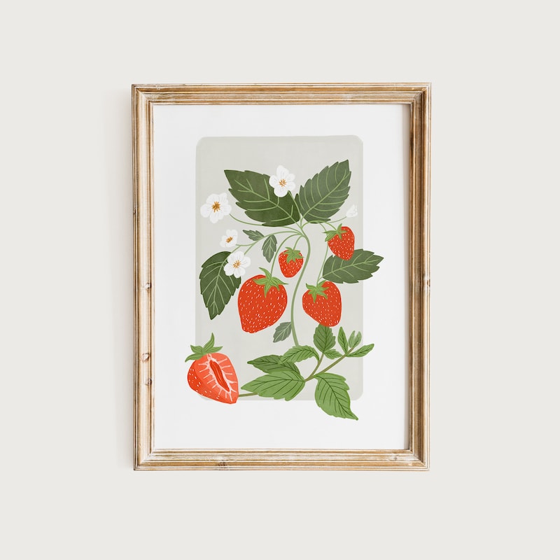 Strawberry Print - Etsy