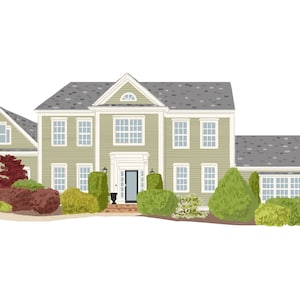 House Portrait, A4 A5 Print, Custom House Illustration, Housewarming ...