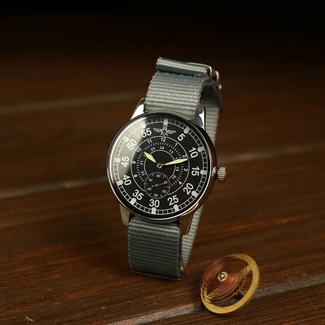 Aviator Watch, Soviet Watch, Military Pobeda Watch, Vintage Mens Watch ...