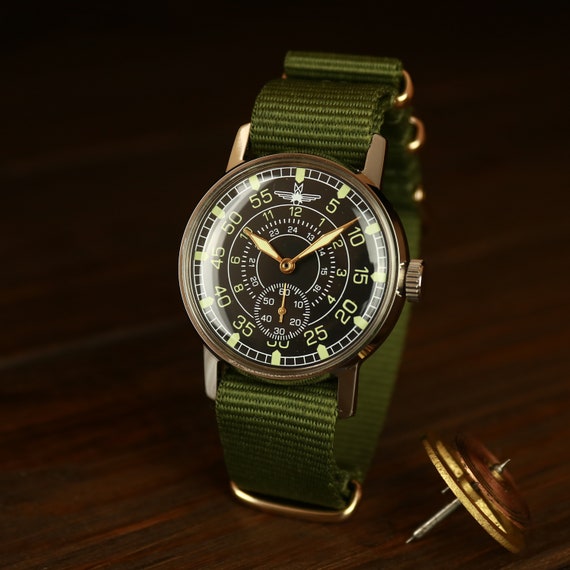 Aviator watch, Vintage mens watch, USSR watch, Soviet… - Gem