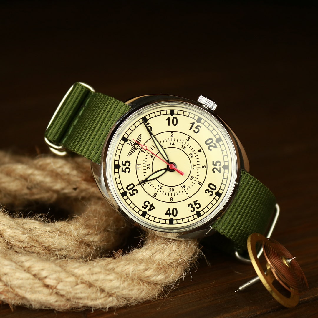 Aviator Watch, USSR Watch, Soviet Watch, Vintage Raketa Watch, Mens ...