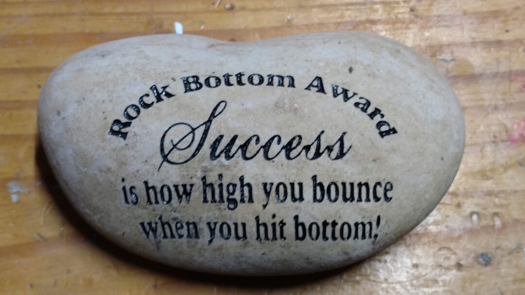 Rock Bottom Award Success Peace Happiness Greeting Stones Garden Carved ...