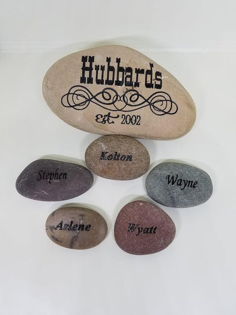 7in Family Crest Rock Add Kids Custom to Order Carved Namesake | Etsy