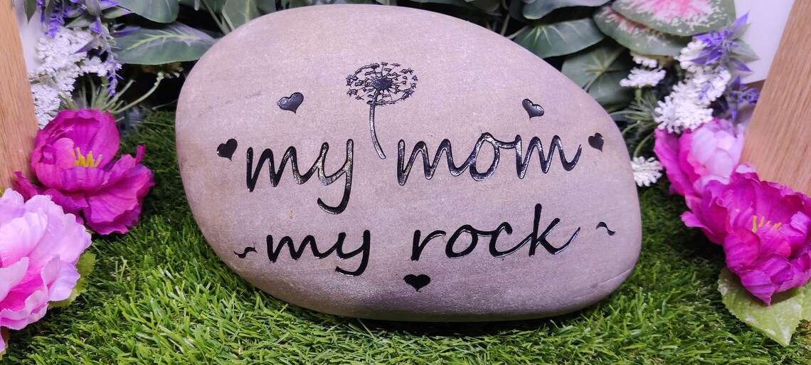 My Mom My Rock Stones Garden Rocks Kids Custom to Order Carved - Etsy