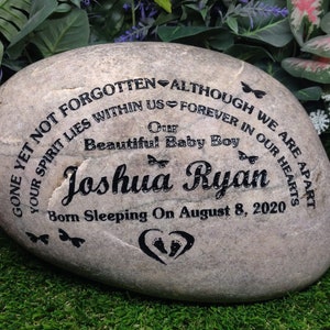 Baby Memorial Stone Born Sleeping on Stillborn Miscarriage River Rocks ...