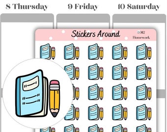 Homework Assignment Planner Stickers | Essay Writing Icon Sticker - Etsy