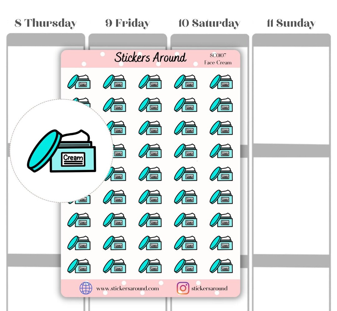 Face Cream Planner Sticker, Face Moisturiser Sticker, Moisturizer ...