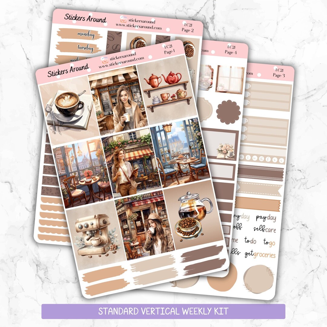 Coffee House - Weekly Planner Sticker Kit for Standard Vertical Planner ...