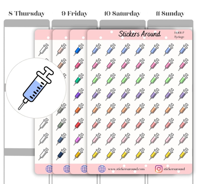 Syringe Icon Planner Sticker, Vaccine Shot Sticker, Diabete Insulin ...