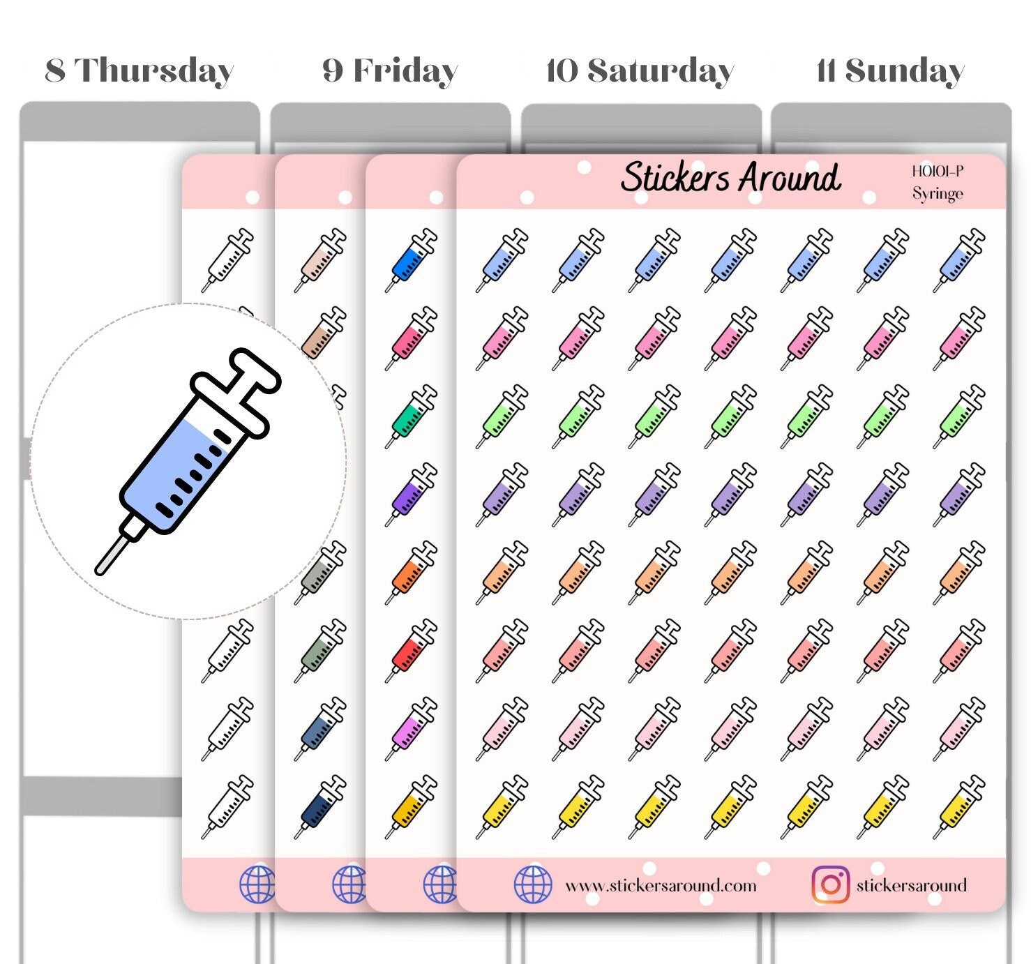 Syringe Icon Planner Sticker, Vaccine Shot Sticker, Diabete Insulin ...