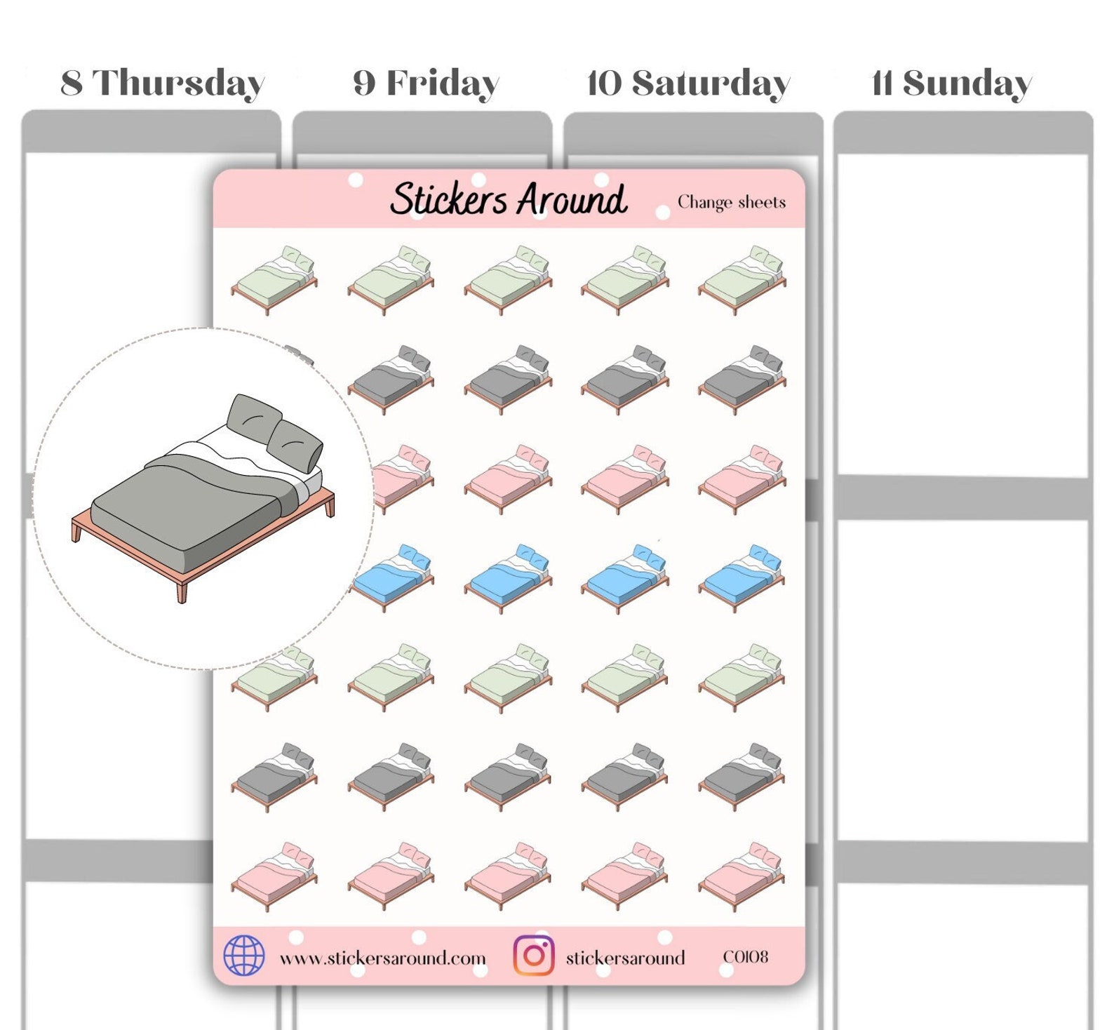 Change Bed Sheets Planner Sticker, Chores Sticker, House Work Sticker ...