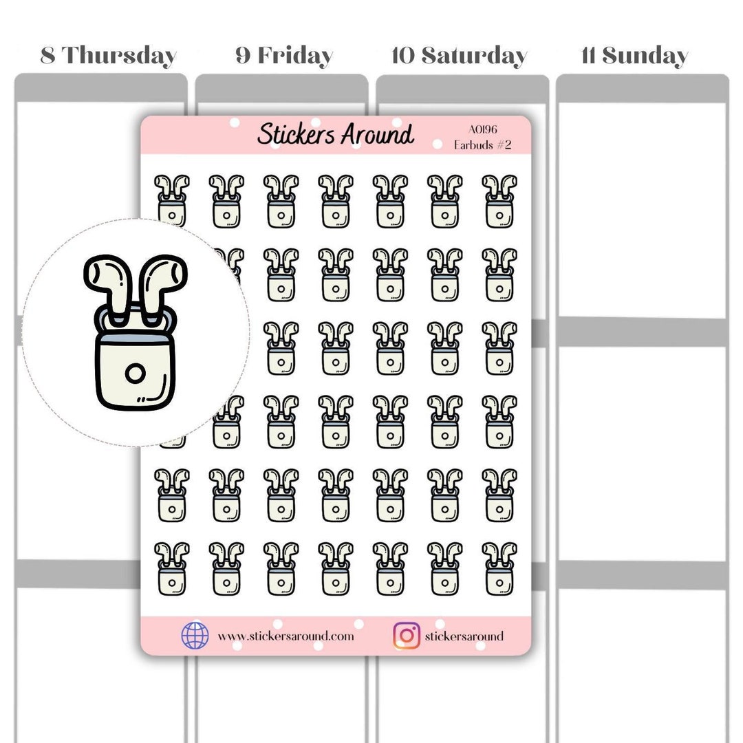 Earpods Icon Stickers | Earbuds Icon Stickers | Planner Stickers and ...
