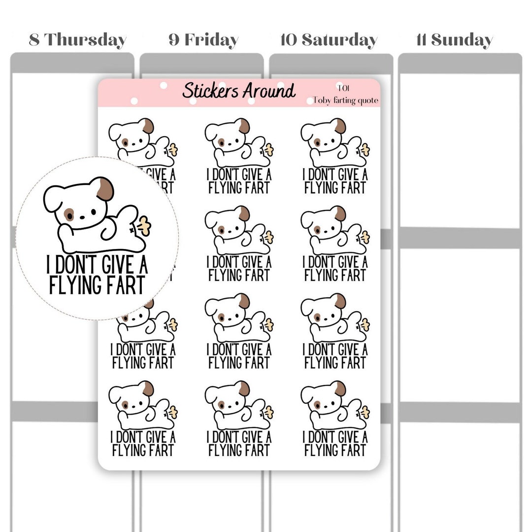 I Don't Give a Flying Fart Planner Stickers | Cute Dog Sticker ...