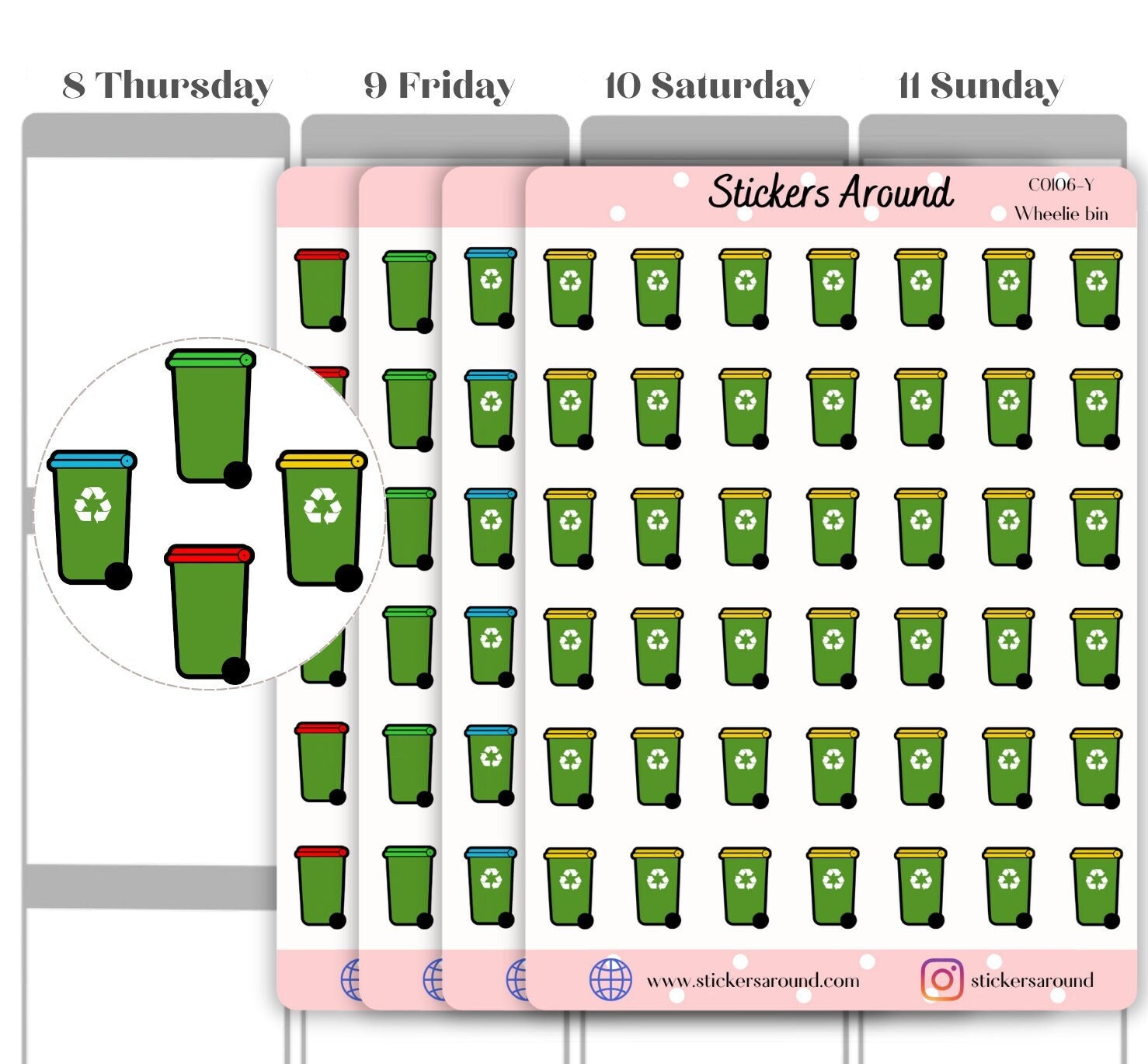 Wheelie Bin Stickers, Rubbish Bin Stickers, Recycle Bin Stickers ...