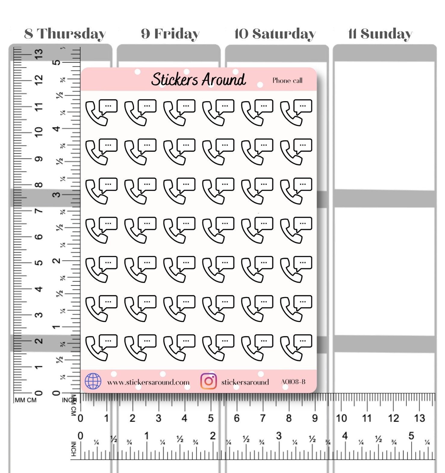 Phone Call Planner Sticker, Phone Call Mini Icon, Phone Call Reminder ...