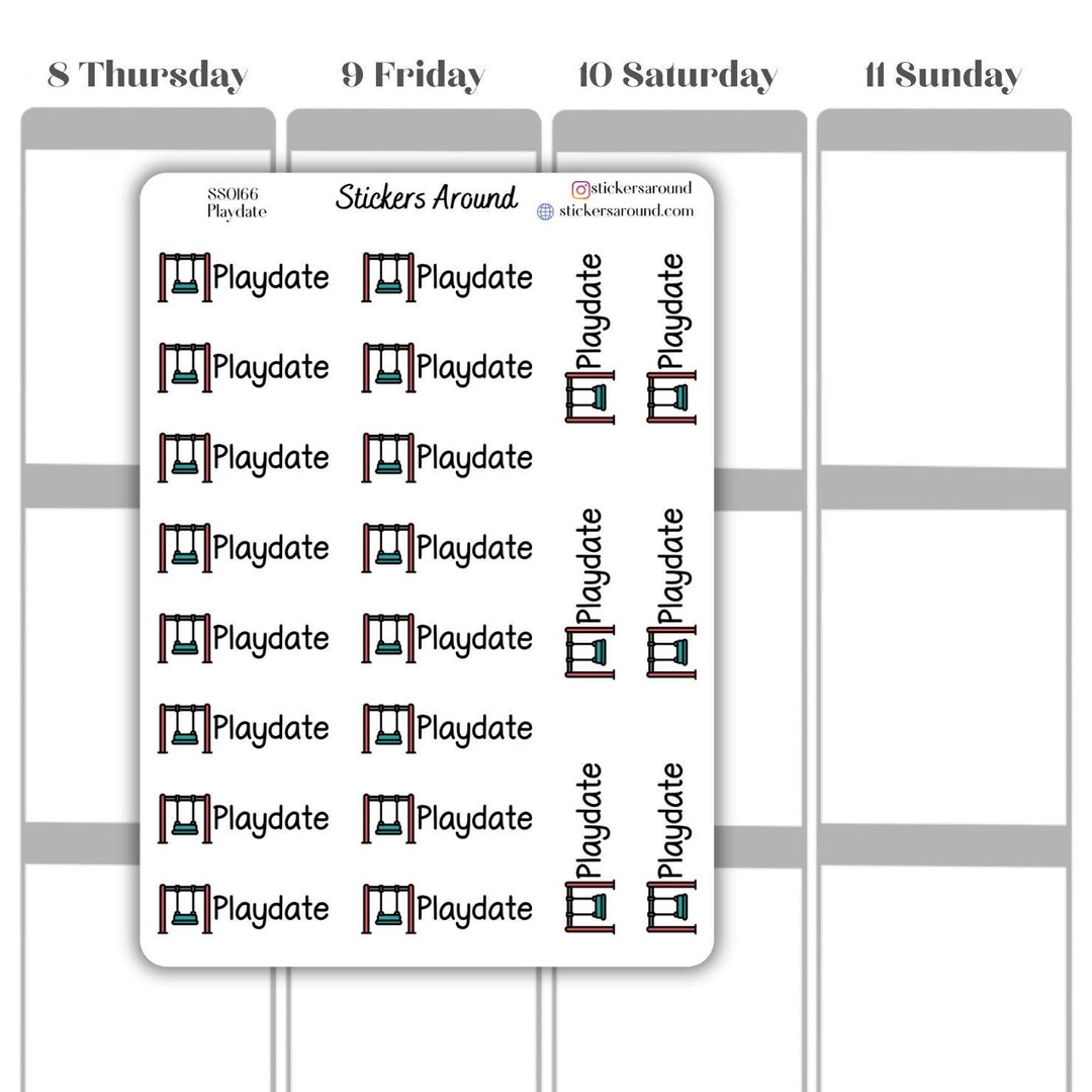 Playdate Script Planner Sticker, Calendar Sticker and Bullet Journal ...